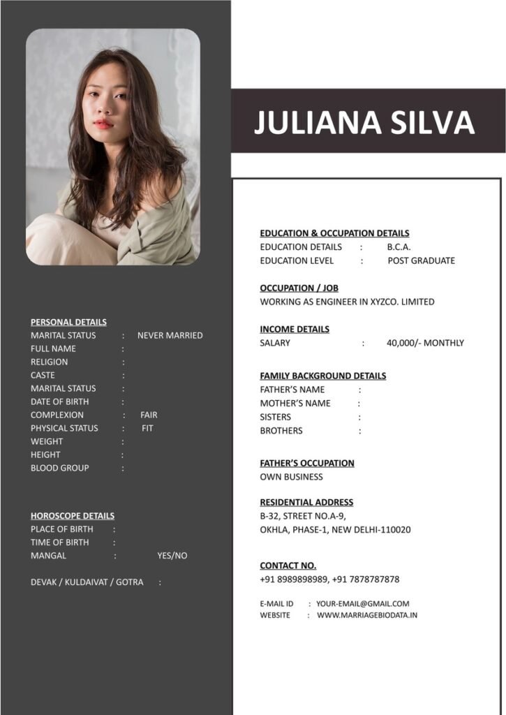 Download Free Marriage Biodata Format in Word - MarriageBiodata.in