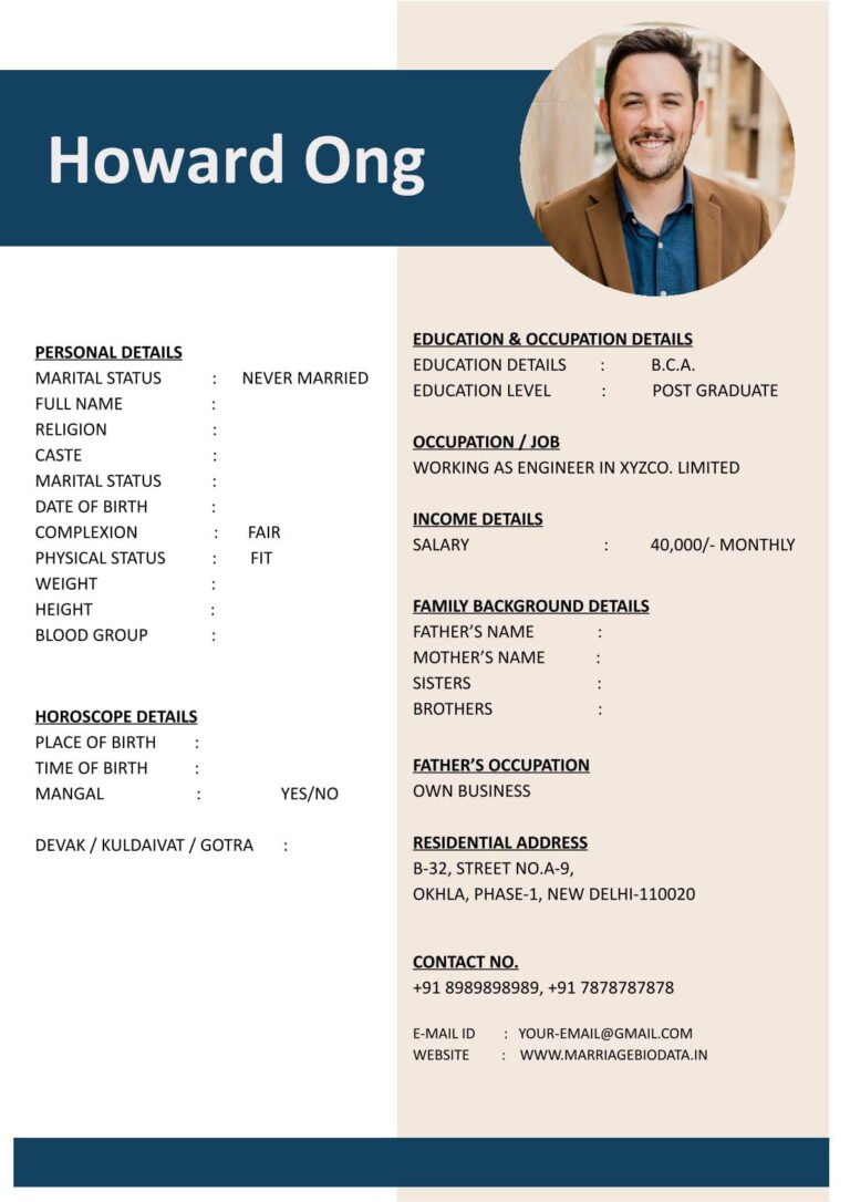 Download Free Marriage Biodata Format in Word - MarriageBiodata.in