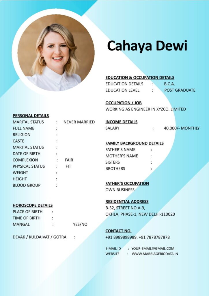 Christian Marriage Biodata Format for Church and Family Proposals ...