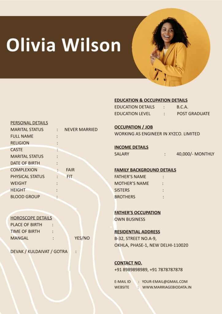 Free Marriage Biodata Word Template Download - MarriageBiodata.in