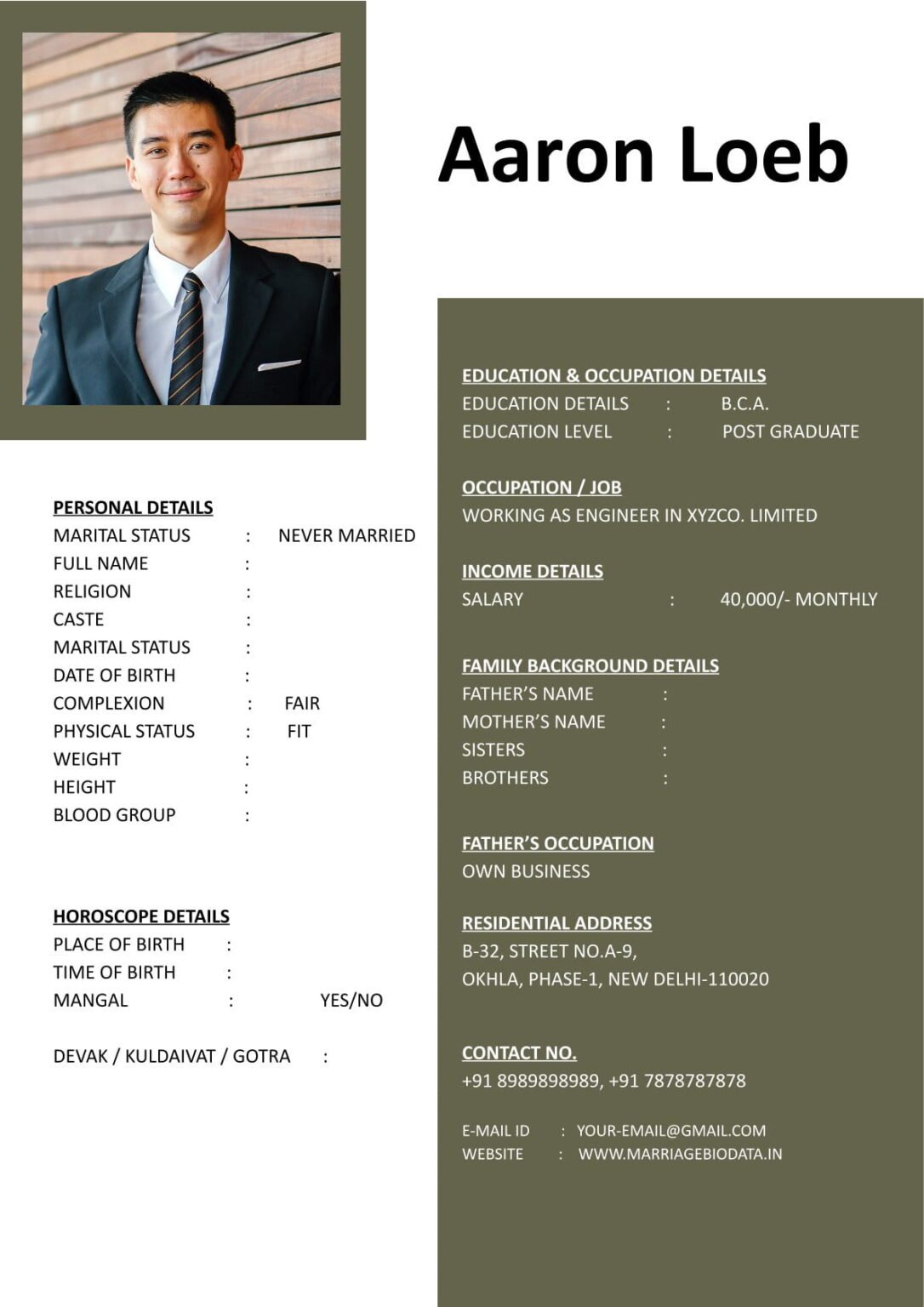 Christian Marriage Biodata Format for Church and Family Proposals ...